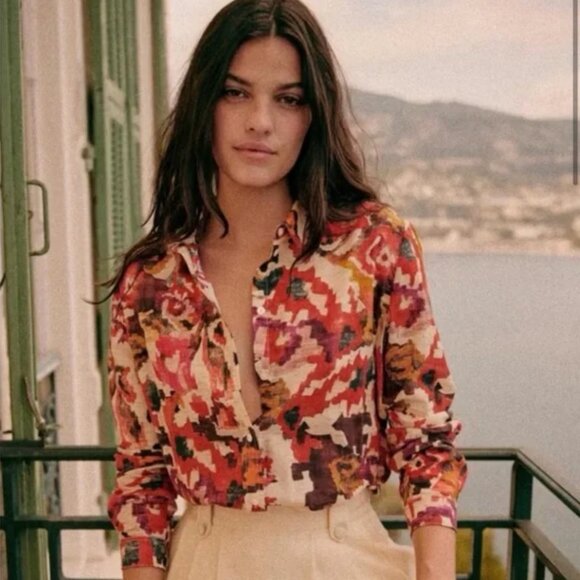 Sezane | Tops | Sezane X Chufy Pierro Shirt Mara Print 6 | Poshmark
